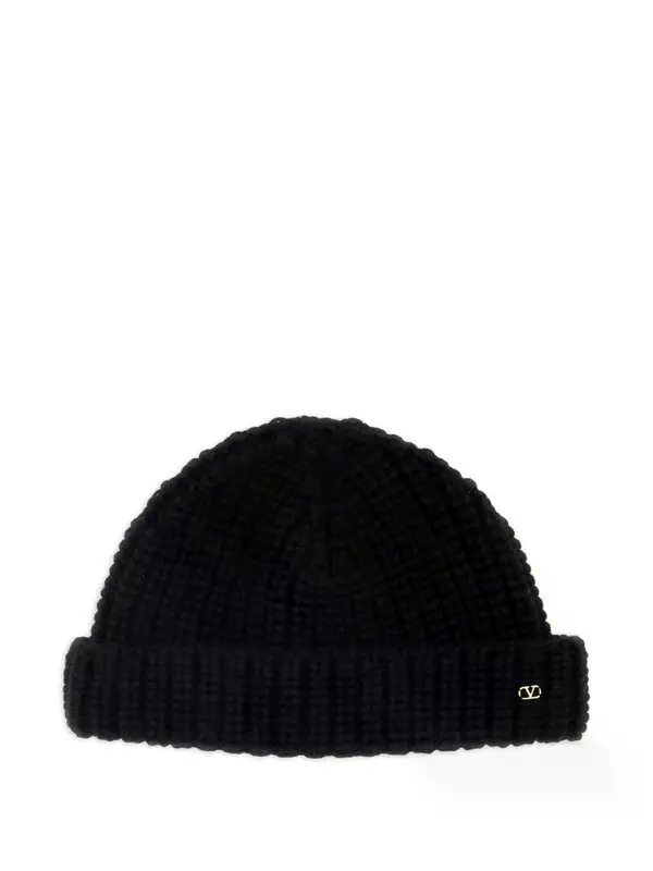 Valentino Garavani Vlogo Knitted Beanie - Black