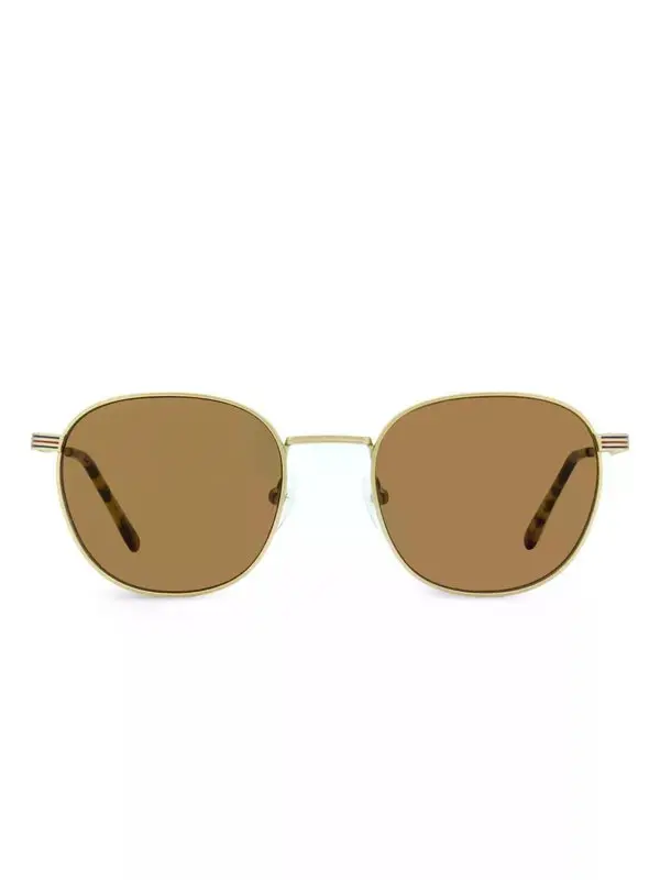 Lacoste Striped Oval-frame Sunglasses - Gold