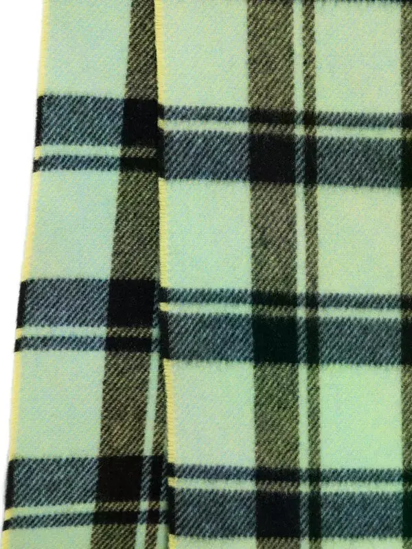 GANNI Checked Fringed Scarf - Green