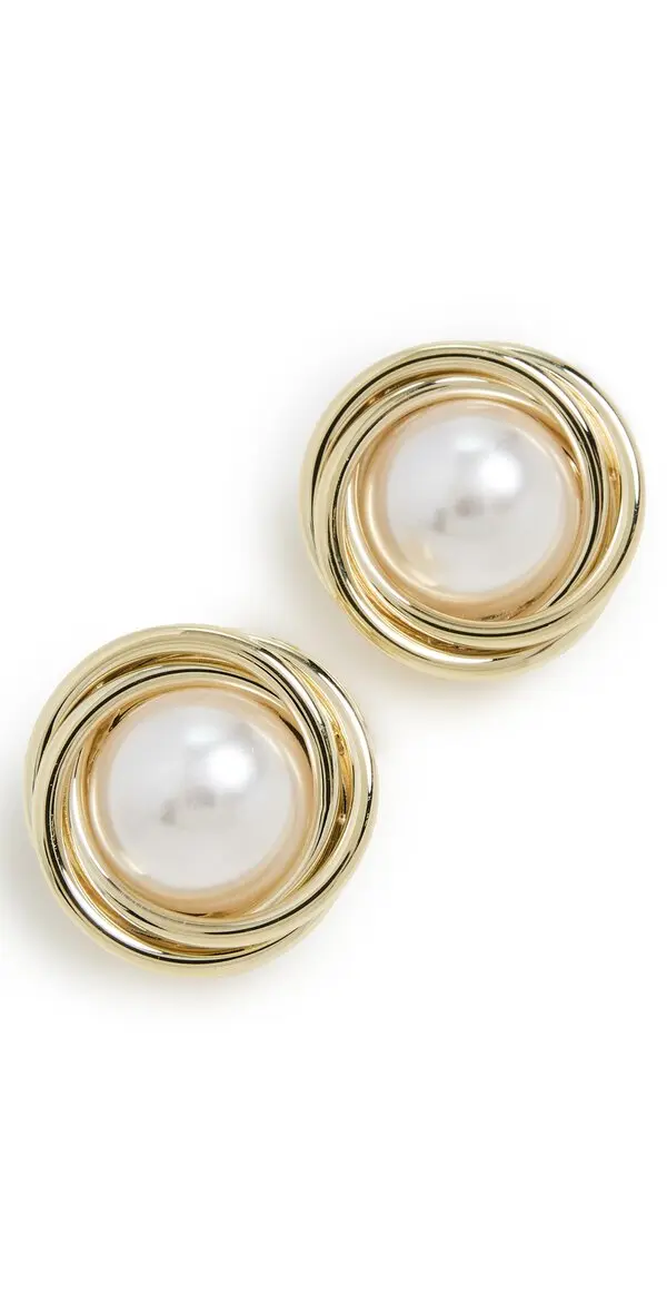 BY ADINA EDEN Pearl Stud Earrings - Pearl White