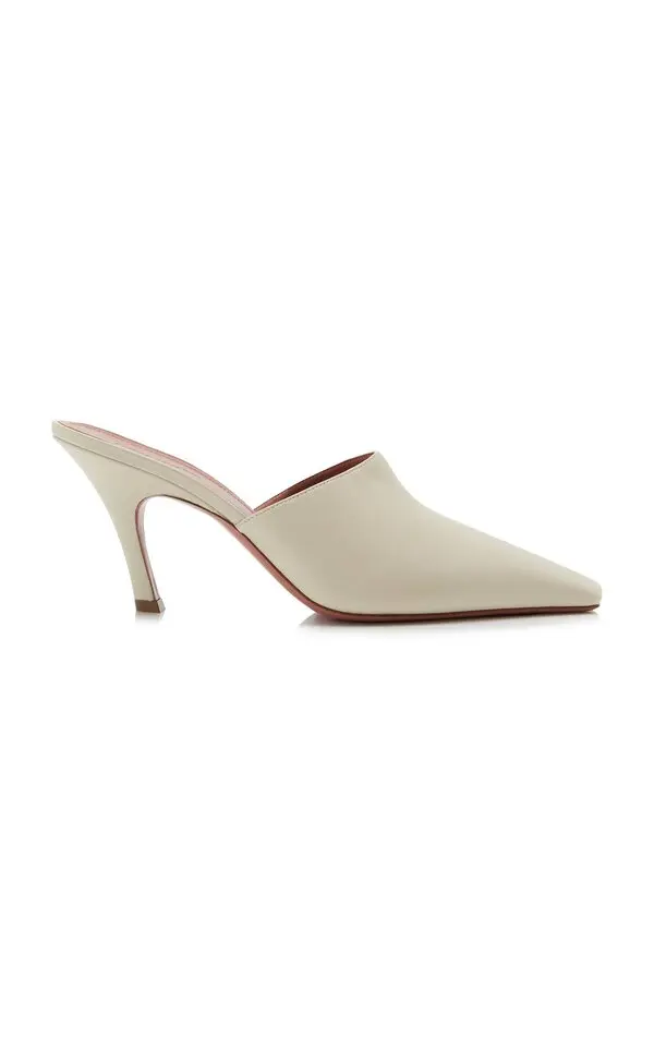 Amina Muaddi Jamie Leather Mules - Ivory