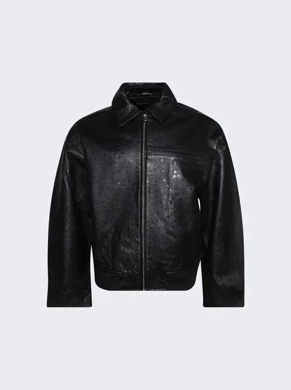 NAHMIAS Leather Star Oversized Bomber - Black