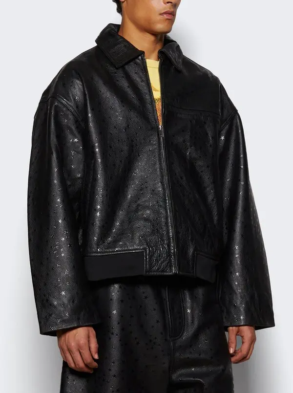NAHMIAS Leather Star Oversized Bomber