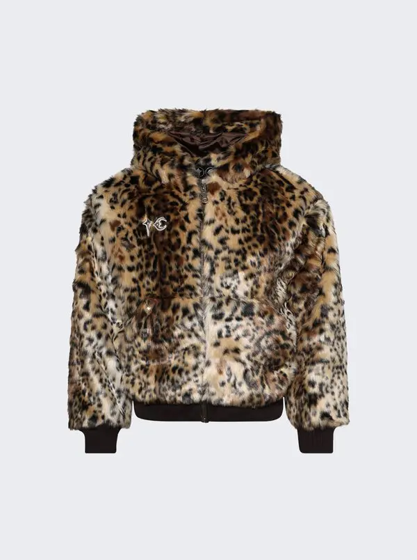 THUG CLUB Leopard Fur Jacket