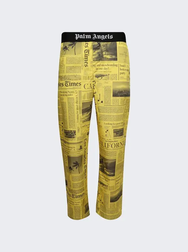 Palm Angels Printed News Trousers - Yellow