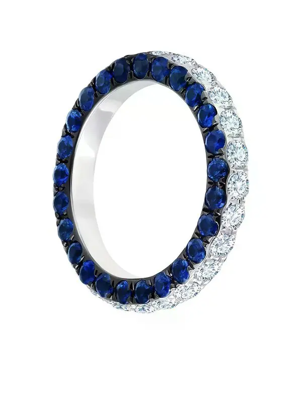GRAZIELA 18kt White Gold Sapphire And Diamond Three-sided Band Ring