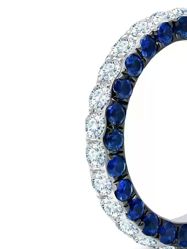 GRAZIELA 18kt White Gold Sapphire And Diamond Three-sided Band Ring