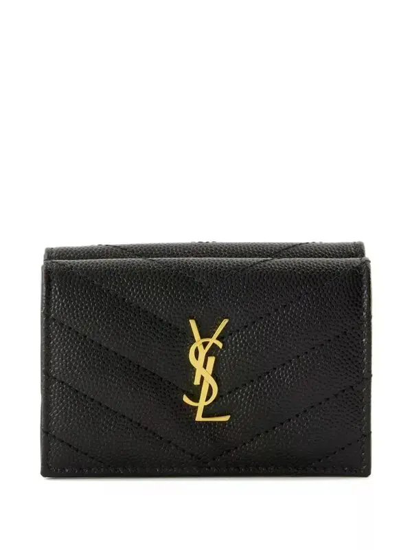 Saint Laurent Cassandre Leather Wallet - Black