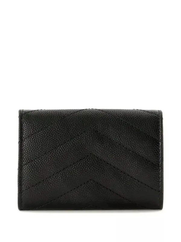 Saint Laurent Cassandre Leather Wallet - Black