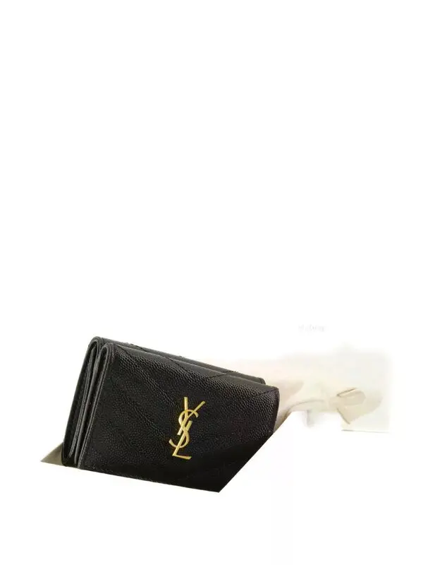 Saint Laurent Cassandre Leather Wallet - Black