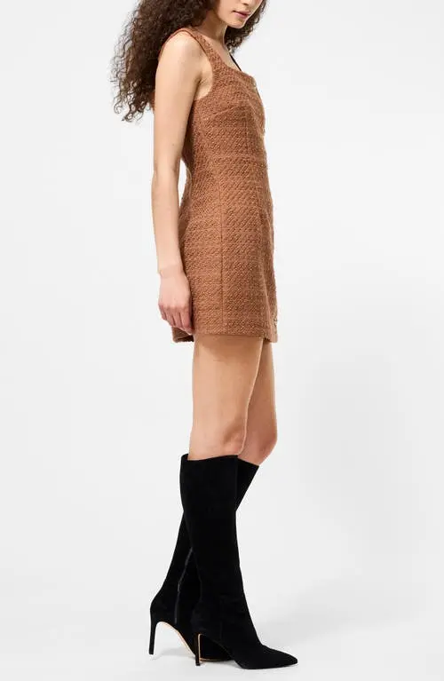 French Connection Structured Tweed Square Neck Mini Dress