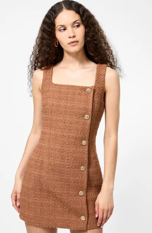 French Connection Structured Tweed Square Neck Mini Dress