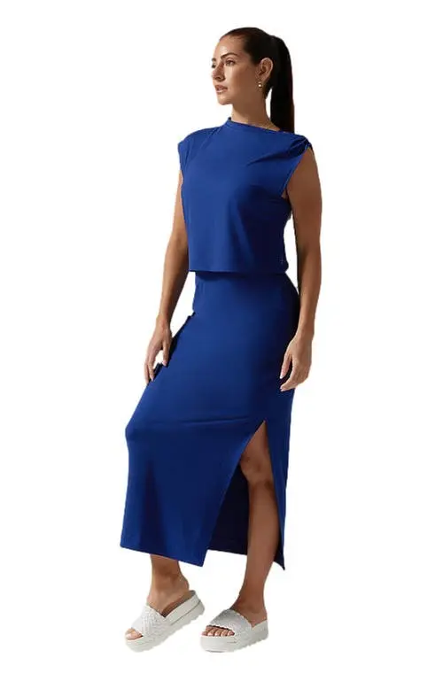 TAVI Brushed Knit Asymmetrical Tee - Deep Navy