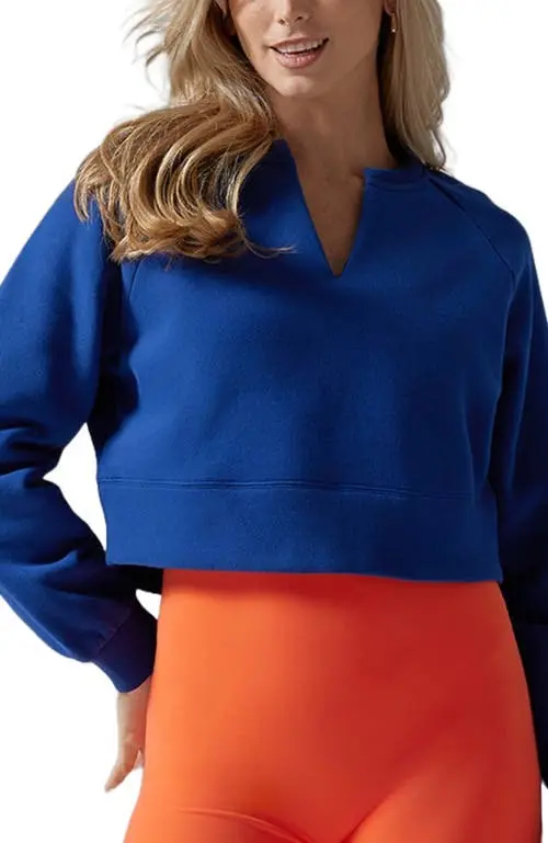 TAVI Easy Breezy V-neck Cotton Fleece Sweatshirt - Deep Navy