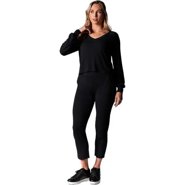 TAVI Ribbed Long Sleeve Top - Ebony
