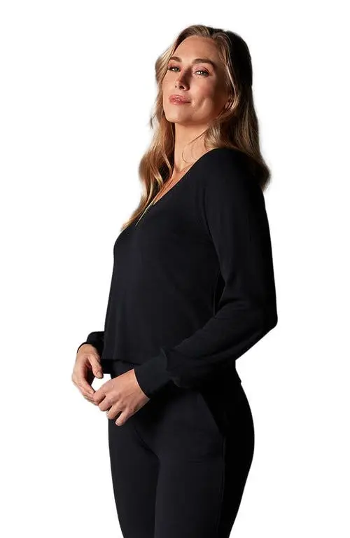 TAVI Ribbed Long Sleeve Top - Ebony