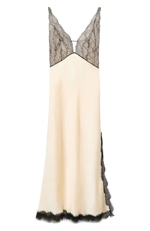 Mango Selection Lace Trim Satin Slipdress