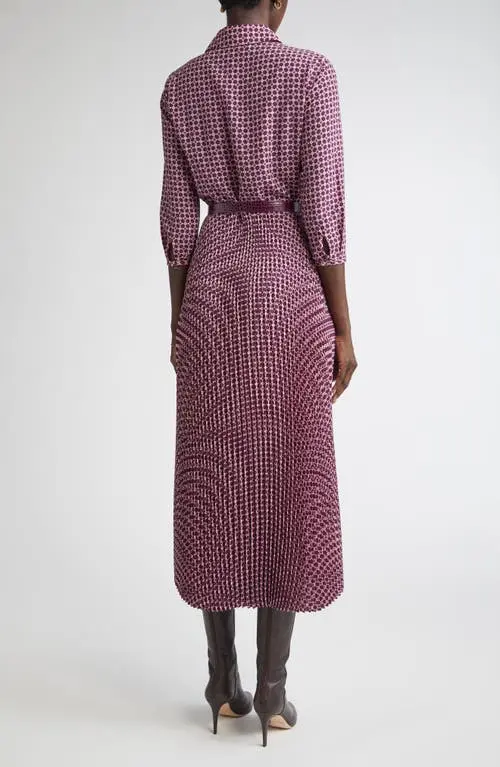St. John Printed Pleated Shirtdress