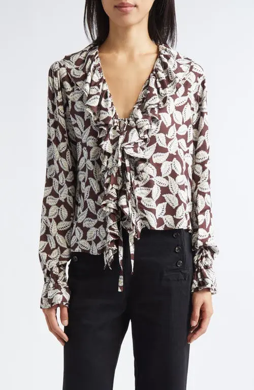 BODE Paper Birch Print Tie Front Top