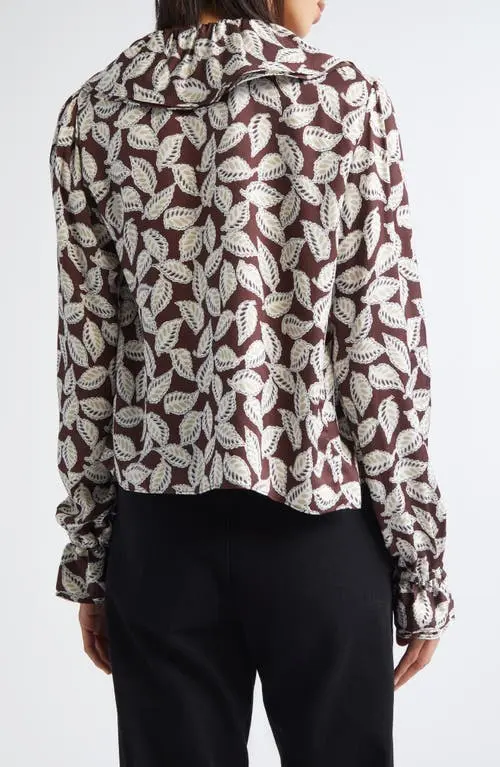 BODE Paper Birch Print Tie Front Top
