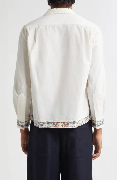 BODE Nouveau Vine Long Sleeve Button-up Shirt - Cream