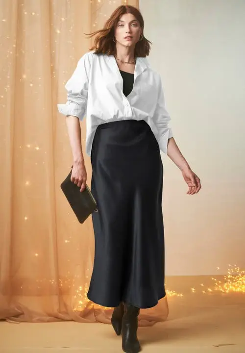 JESSICA LONDON Satin Maxi Skirt - Black