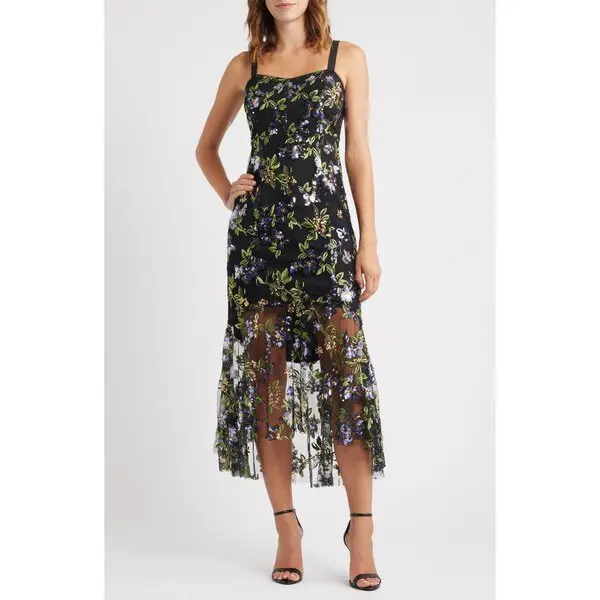 Sam Edelman Sequin Embroidered Midi Dress