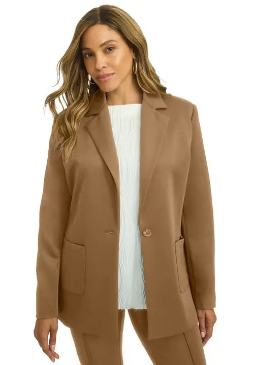 JESSICA LONDON Perfectease Crepe Blazer - Brown Maple