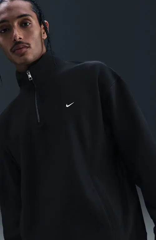 Nike Solo Swoosh Fleece Quarter-zip Pullover - Black/white