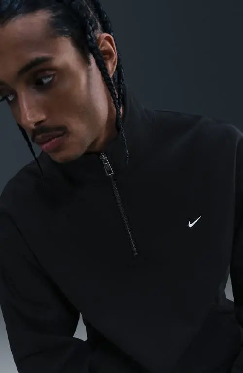 Nike Solo Swoosh Fleece Quarter-zip Pullover - Black/white