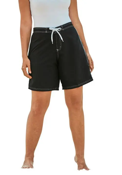 SWIM 365 Contrast Trim Long Boardshort - Black