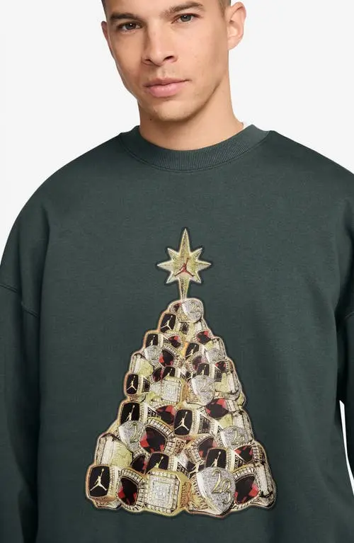 JORDAN Holiday Tree Graphic Sweatshirt - Midnight Green/black