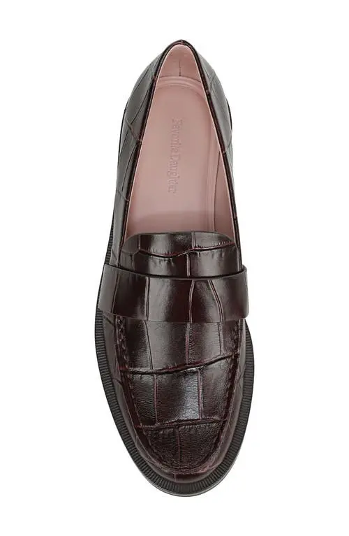 FAVORITE DAUGHTER Lola Loafer - Deep Bordeaux Croc