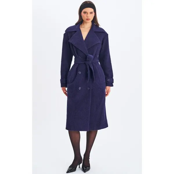 MISS CIRCLE Jaelyn Wool-blend Double-breasted Belted Coat