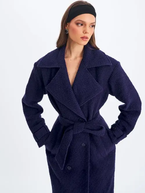 MISS CIRCLE Jaelyn Wool-blend Double-breasted Belted Coat