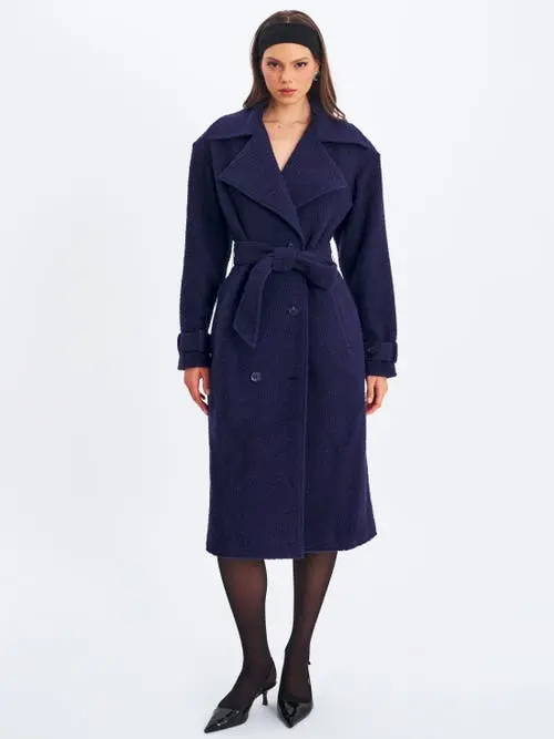 MISS CIRCLE Jaelyn Wool-blend Double-breasted Belted Coat