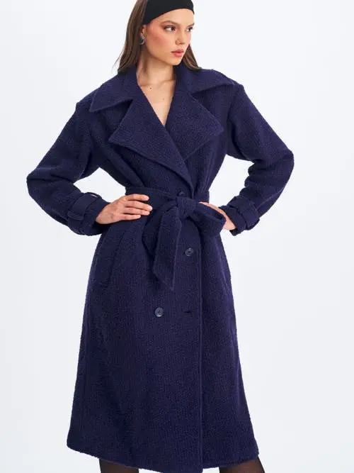 MISS CIRCLE Jaelyn Wool-blend Double-breasted Belted Coat