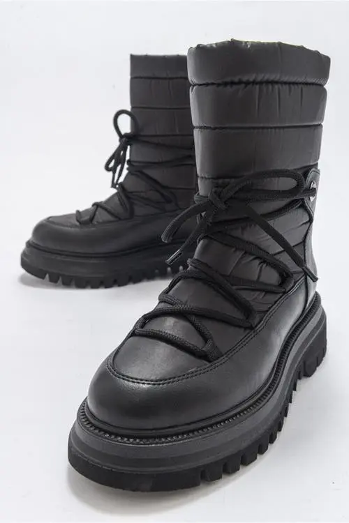 PROLOGUE SHOES Weld Snow Boots - Black Faux Leather