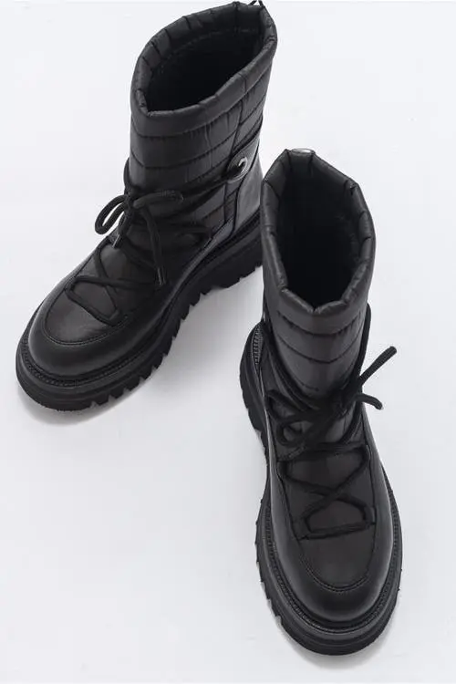PROLOGUE SHOES Weld Snow Boots - Black Faux Leather