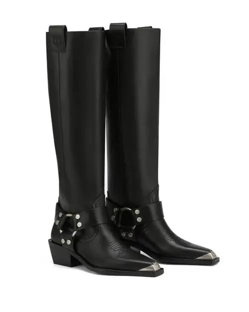 NAKED WOLFE Stark Leather Knee High Boots - Black