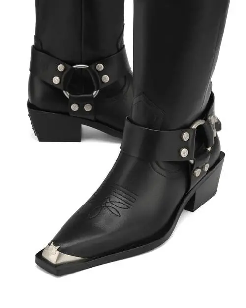 NAKED WOLFE Stark Leather Knee High Boots - Black