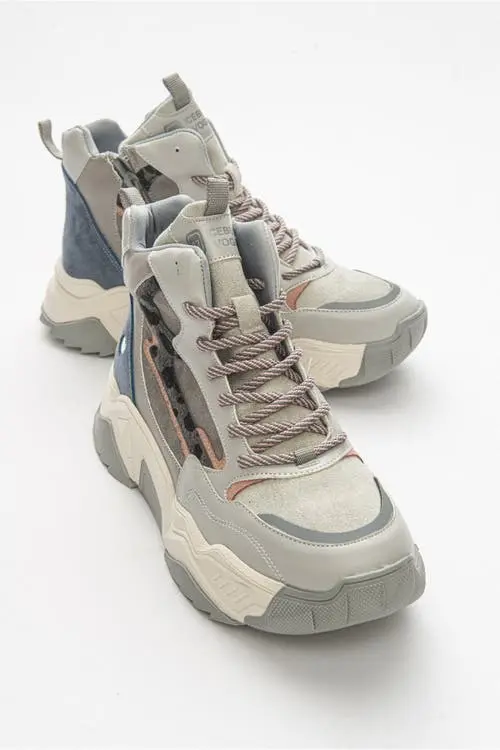 PROLOGUE SHOES Olivia Sport Boot - Ice Grey Faux Leather