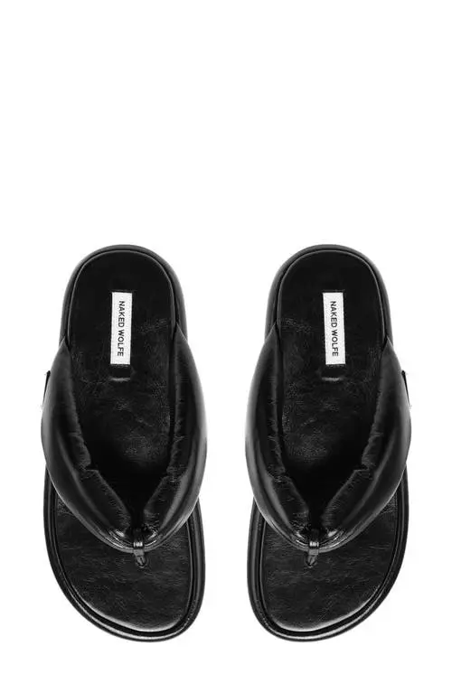NAKED WOLFE Hilary Platform Slip-on Sandals - Black-leather
