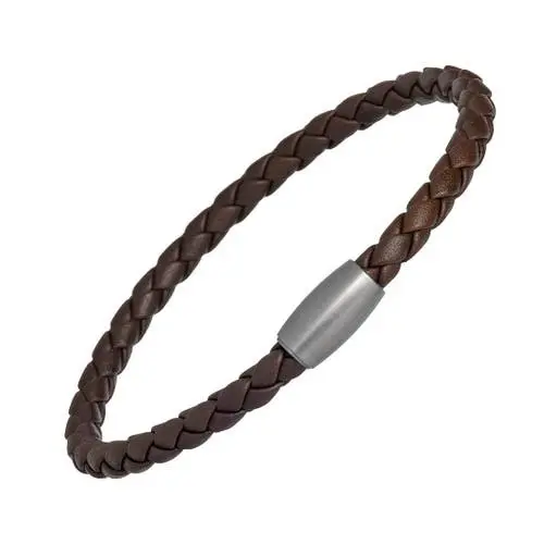 JAN LESLIE Woven Leather Bracelet With Magnetic Closure - Brown