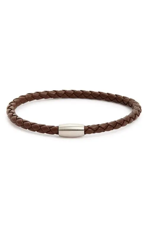 LINK UP Woven Leather Bracelet With Magnetic Closure - Brown