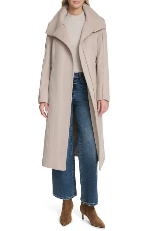 Cole Haan Wool-blend Asymmetric Zip Coat - Bone
