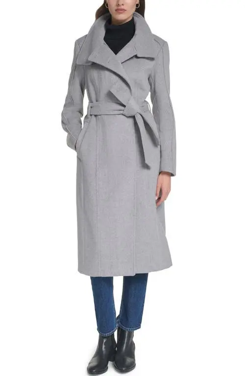 Cole Haan Wool-blend Asymmetric Zip Coat - Light Grey