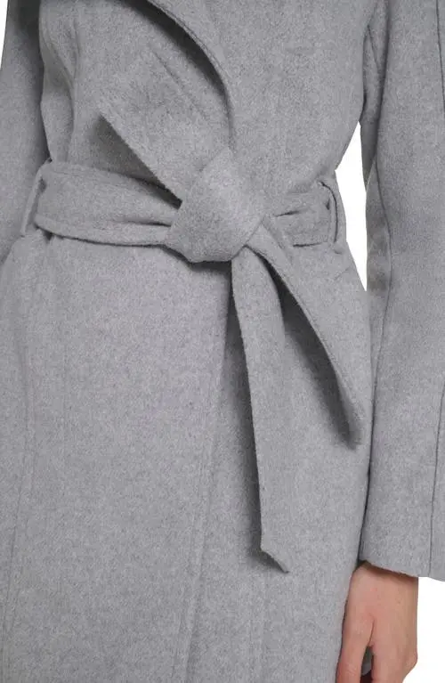 Cole Haan Wool-blend Asymmetric Zip Coat - Light Grey