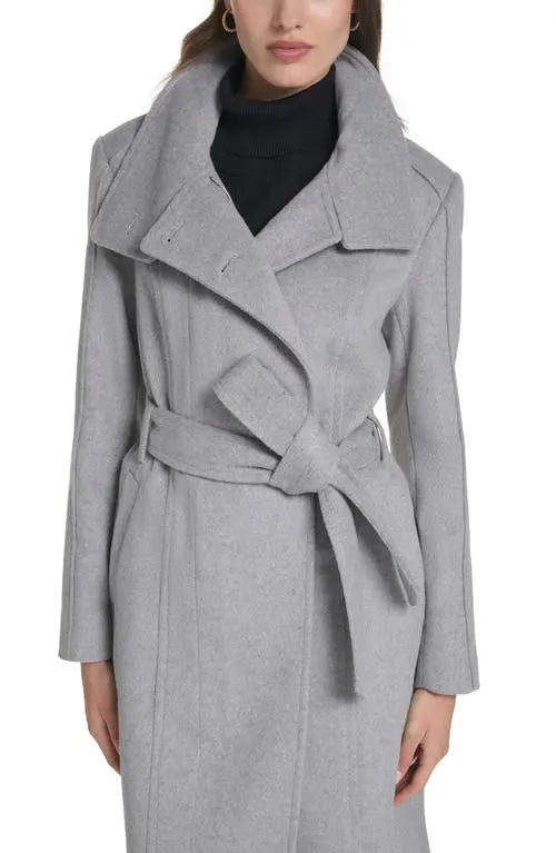 Cole Haan Wool-blend Asymmetric Zip Coat - Light Grey
