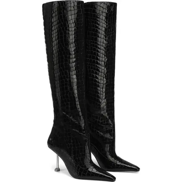 NAKED WOLFE Texas Croc Patent Leather Boots